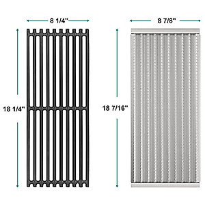 Cast Iron Grill Grates and Emitter Plates for Char-Broil Tru-Infrared 461210010, 463224611, 463241313, 463261709, 463262210, 466270610, 466270611, Original Part Number G526-0007-W1, G515-4700-W1