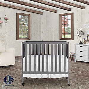 Dream On Me Jett Non-Full Size Folding Convertible Crib, Lightweight Portable Crib, Three Adjustable Mattress Height Settings, Easy to Fold Travel Crib, 1.5” Mattress Pad Included