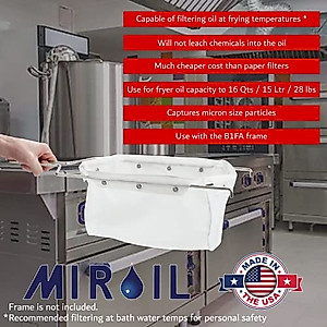 Miroil | RB22FS Fryer Filter Bag | MirOil EZ Flow Filter Bag | Part 12748| Use to Filter Fry Oil | Suitable for 15 Qt Polishing Oil | Durable, Easy to Clean with Hot Water | No Frame