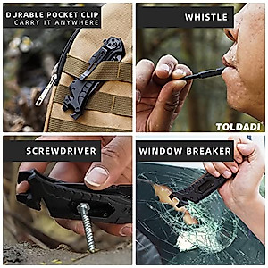 Toldadi Spring Assisted Pocket Knife With Clip for Men, 8 in Tactical Folding Knife With Liner Lock, 7-In-1 Multitool EDC Knife Gifts for Men Father Husband