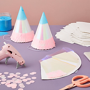 Bright Creations 50 Pack White Party Hats for Birthday - Blank Cone Hat for Painting, Crafts Supplies (6 in)