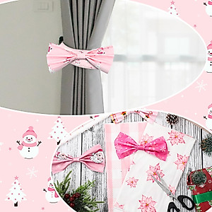 HunnmingRe 12 Pcs 18 x 22 Inch Christmas Fat Fabric Bundles Milk Fabric Silk Bundles Winter Xmas Tree Snowflake Deer Pre Cut Square Sheet Quarters by The Yard for DIY Sewing Crafting(Pink,Santa)