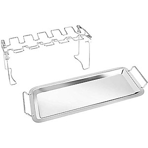onlyfire Chicken Leg Rack for Grill with Drip Tray, 12 Slots Chicken Wing Rack - Premium Stainless Steel Chicken Drumstick Rack for Smoker - Chicken Drumstick Holder for Grill Accessories