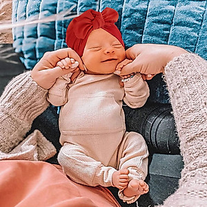 Solalux Turbans for Baby Girl Cotton Baby Turban Bow Beanie Infant Hats 0-3 Years