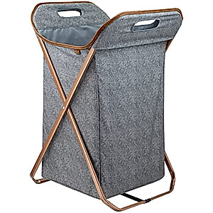 CleverMade Laundry Hamper; X-Frame Laundry Basket with Removable Bag; Stylish Room Decor for Home, Apartment, or Dorm Room, Heather Grey