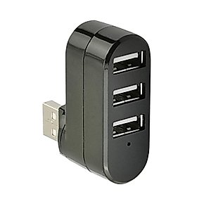 OUQYLG USB 3 Port Splitter, Mini USB Hub, USB 3 Port Compact Portable Rotatable HUB, USB Hub Dock [90°/180° Degree Rotatable] for Flash Drive Mobile HDD PC Laptop Notebook and More - Black