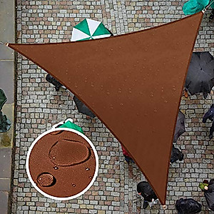 ColourTree 12' x 12' x 12' Brown TADT12 Triangle Waterproof Sun Shade Sail Canopy Awning Shelter Fabric, 95% UV Blockage UV & Water Resistant, Outdoor Patio Garden Carport (We Make Custom Size)