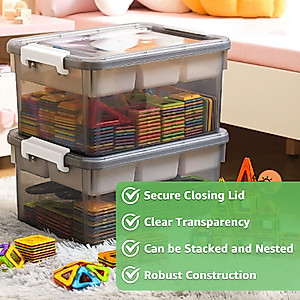 ACXFOND 1PCS Plastic Storage Box with Removable Tray Grey Craft Organizers and Storage 17 QT Storage Containers for Arts and Crafts Supplies, Lego, Stationery, Kids Building Blocks, Sewing Kit