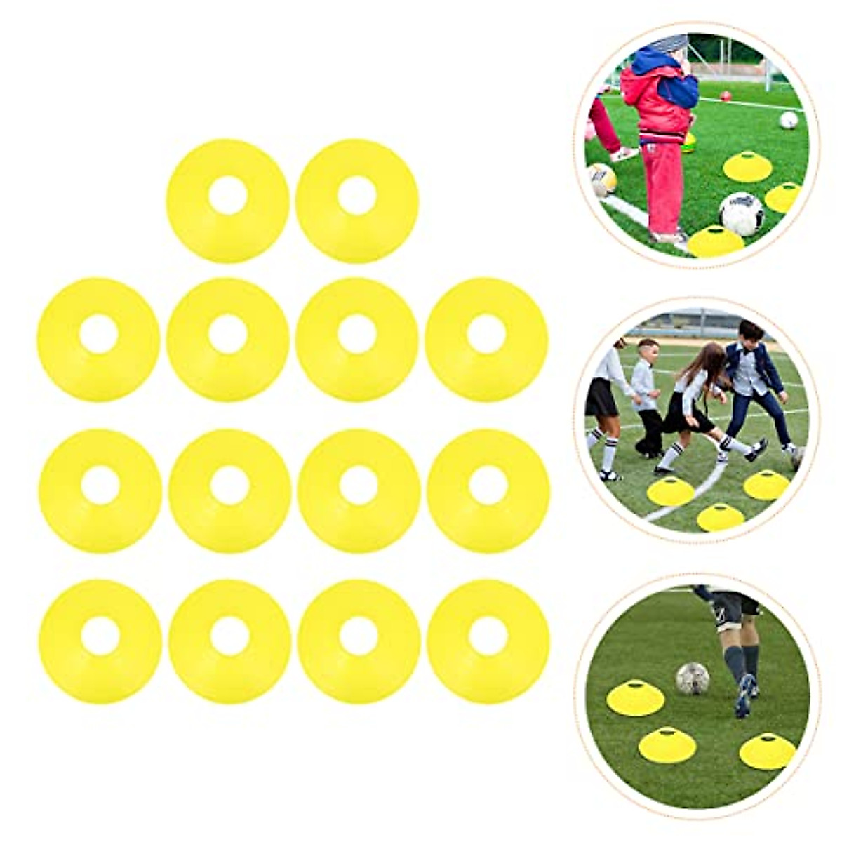 CLISPEED Mini Football 14pcs Games Agility Professional Field Athletics Soccer Yellow Accessory Function Basketball Outdoor Plastic Practice Football Kit Reflective Cones Flexible Mini Soccer Ball