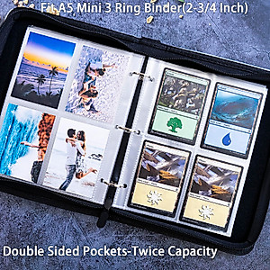 50 Pack 400 Pockets 2.5x3.5" Trading Card Sleeves,Double-Sided 4 Pocket 6.1x7.6" Page Protector,Ultra-Clear Pokemon Card Sheets for A5 Mini 3 Ring Binder