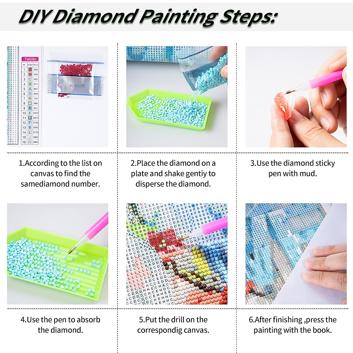 9 Pack Diamond Painting，DIY 5D Diamond Painting Kits for Adults and Kids，Diamond Painting Accessories, Diamond Art Kits for Adults Full,12x16 inch