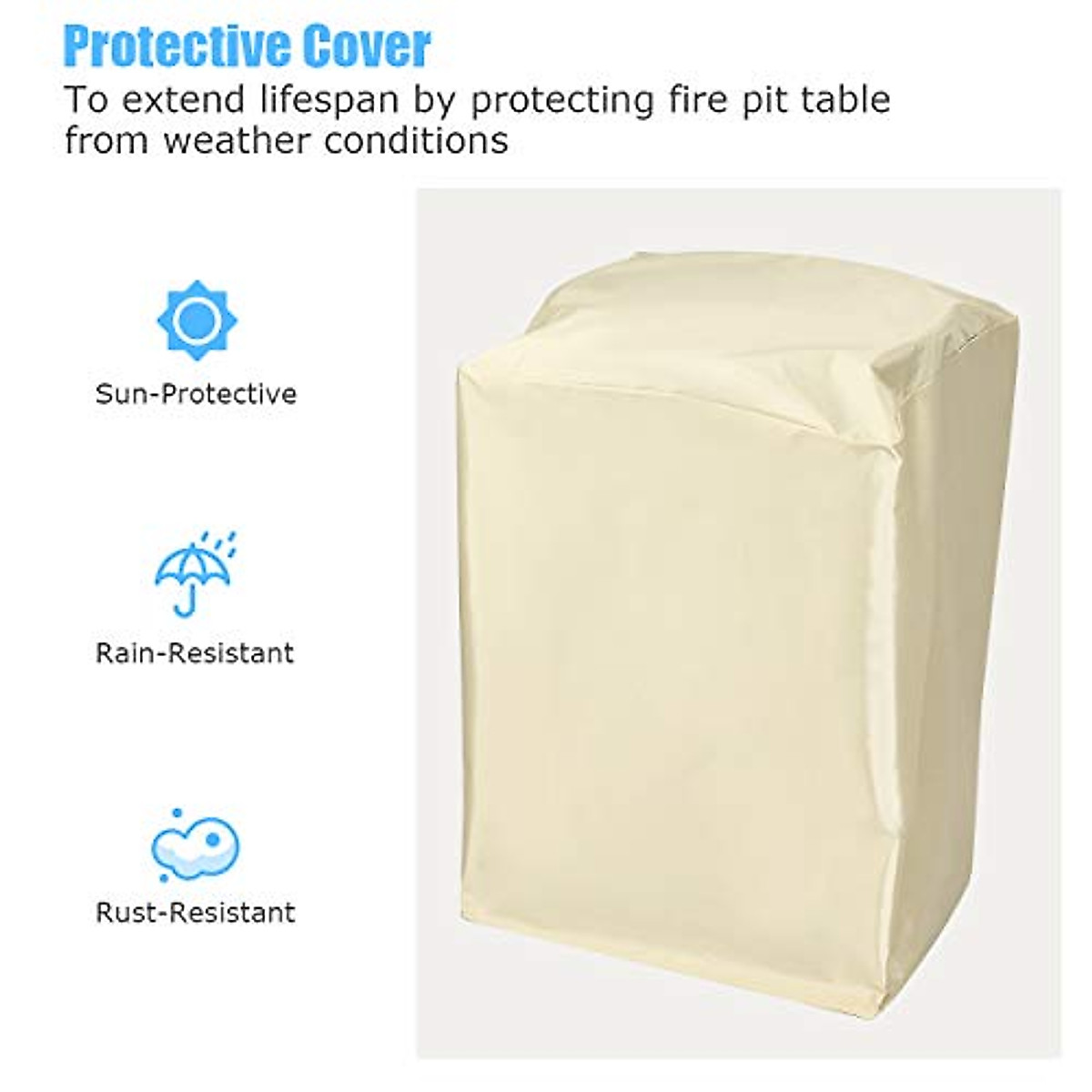 Giantex Propane Firebowl Column, 40,000 BTU Outdoor Gas Fire Pit, Compact Ledgestone Firepit Table with Lava Rocks and Rain Cover