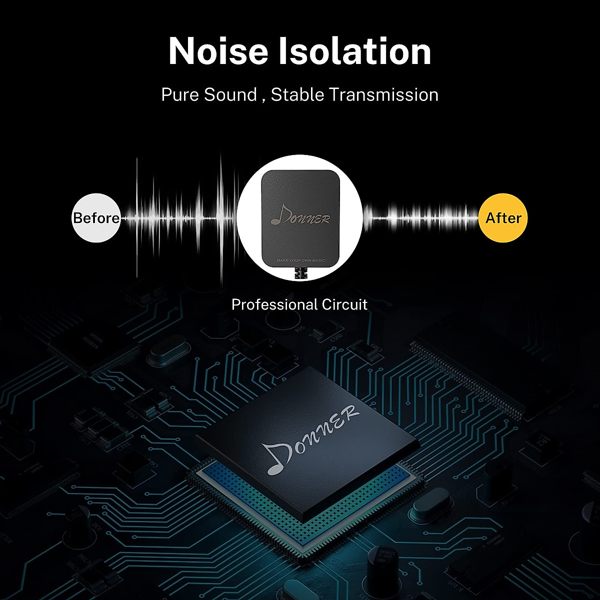 Donner DPA-100 Guitar Pedal Power Supply Adapter 9V DC 1A Tip Negative 5 Way Daisy Chain Cables for Effect Pedal