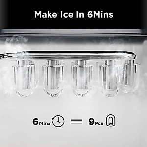 COMFEE 3.3 Cubic Feet Solo Series Retro Refrigerator Sleek Appearance HIPS Interior [Black] & Silonn Ice Makers Countertop, 9 Cubes Ready in 6 Mins, 26lbs in 24Hrs, Self-Cleaning Ice Machine