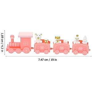 Amosfun Christmas Tree Train Decorations Christmas Train Set for Around/Under The Tree Tracks Electric Train Sets Mini Christmas Tree Train Plastic Train Table Decor Pink