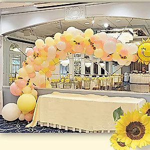 GIHOO Sunflower Lemon Yellow Balloon Garland Arch Kit 150pcs Lemonade Yellow Pink Macaron Pastel Balloons Eucalyptus Leaves Girls Birthday Sunflower Bee Theme Baby Shower Bachelorette Party Backdrop Decorations