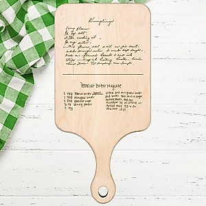 Personalized Handwritten Recipe Cutting Boards Custom Wooden Chopping Boards for Kitchen for Grandmother Kitchen Essentials Customized Chef Housewarming Presents (W/Handle Shape)