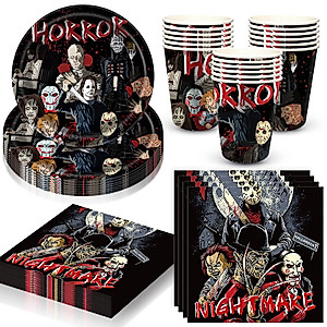 Horror Movie Birthday Party Supplies Horror Movie Party Favors Tableware Includes Cups Plates Napkins for Halloween Decor