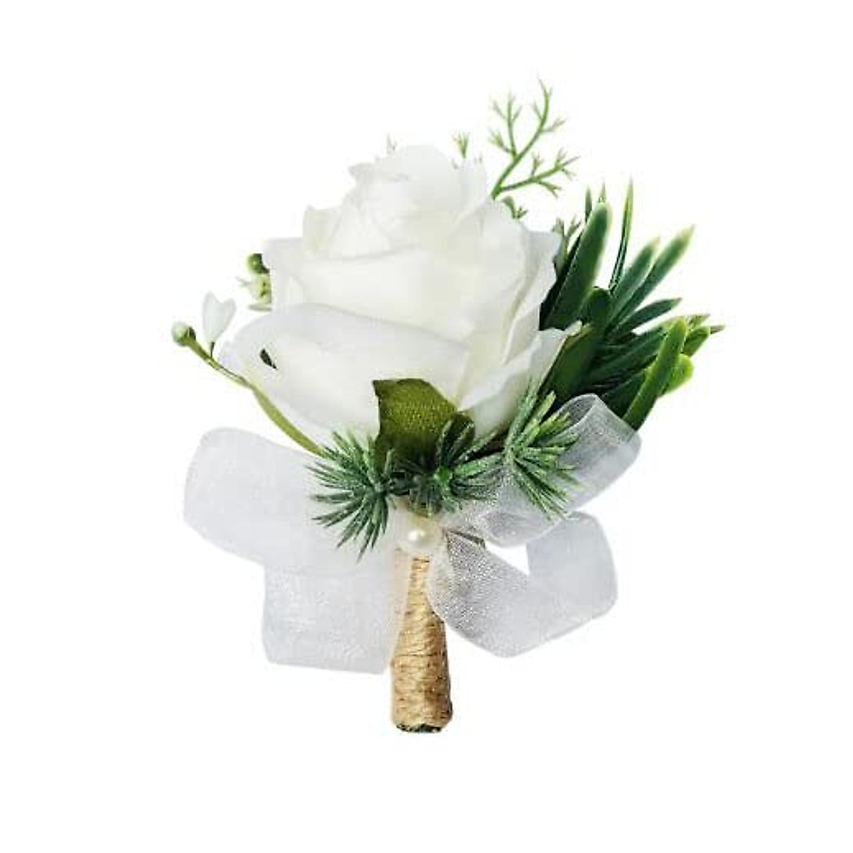 Dicanence 2 Pcs Flower Wrist Corsage Boutonniere Set Artificial Rose Bride Wristband Men Boutonniere Set Wedding Party Prom Suit Decoration for Groom Groomsman Best Man and Girl