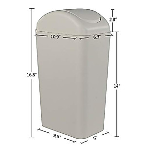 Obstnny Slim Plastic Trash Can for Narrow Spaces at Home or Office, 14L Capacity