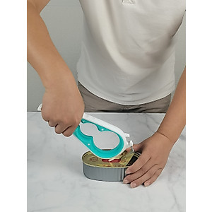 Otstar Jar Opener Bottle Opener and Can Opener for Weak hands, Seniors with Arthritis and Anyone with Low Strength, Mutil Jar Opener Get Lids Off Easily (White and Cyan)