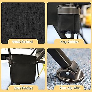 AFANSO Heated Camping Chair, Portable Heated Camp Chair with 20000mAh Battery Pack, Heavy Duty Heated Folding Chair with 3 Heating Levels for Outdoor, Lawn, Ice Fishing, Soccer, Football Chair