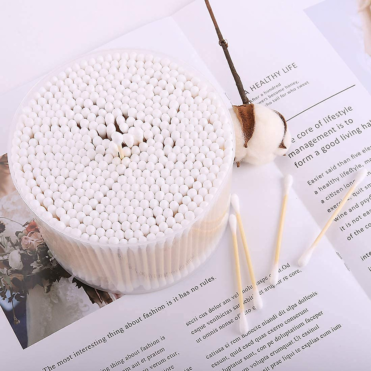 SUNLENO Double-headed Clean Cotton swabs Soft and safe Large Water absorption (500 sticks)