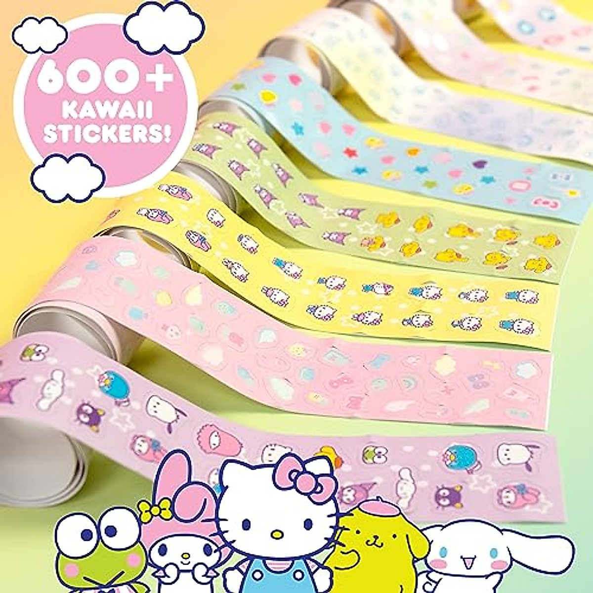 Hello Kitty and Friends Sparkling Nail Art Kit, DIY Hello Kitty Nails, Kids Nail Polish Set for Girls, Kids Makeup Set & Toy for Girls Age 6+, Hello Kitty and Friends Nail Stickers
