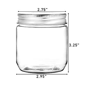 Fasmov 25 Pack 8 Ounce Clear Plastic Jars Containers with Screw On Lids, Round Empty Plastic Slime Storage Containers for Kitchen & Household Storage - BPA Free