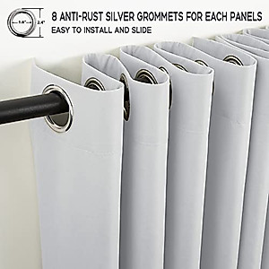 INOVADAY White Blackout Curtains 84 Inches Long, Lightweight Room Darkening Curtains for Bedroom Living Room Grommet Top Black Out Window Drapes - Greyish White, W50 x L84, 2 Panels Set