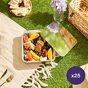 MATANA 9x9 Aluminum Pans with Lids (25 Pack) Disposable Aluminum Tays - 9" Inch Square Foil Cake Baking Pans & Food Containers with Lids