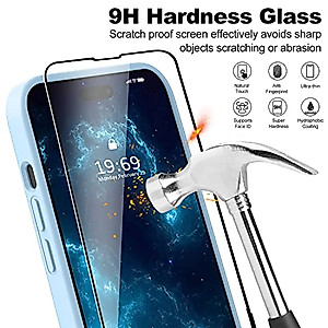 Vooii Compatible with MagSafe iPhone 14 Pro Max Magnetic Case,[Soft Microfiber Lining] [Full Camera Protective] [9H Screen Protector] Liquid Silicone Shockproof Case for iPhone 14 Pro Max - Light Blue