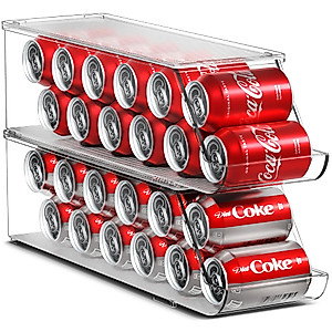 Sorbus Soda Can Organizer for Refrigerator Stackable Can Holder Dispenser with Lid for Fridge, Pantry, Freezer – Holds 12 Cans Each, BPA-Free, Clear Design,[Patent Pending] (2-Pack)