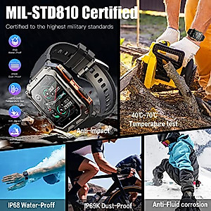 Dico Das Smart Watches with Bluetooth Call,Fitness Tracker Watch with Heart Rate Blood Pressure Sleep Monitor for iPhone/Android Phone,IP68 Waterproof and 123 Sports Modes (Orange)