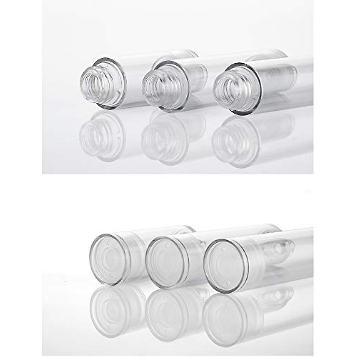 10 Pcs Clear Airless Pump Bottles,Refillable Empty Transparent Plastic Airless Lotion Pump Vacuum Container Diffuser Travel Size Lotion Sample Packing Vial-FREE Funnel,Dropper (5ml/0.17 Qunce)