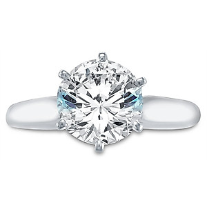 Size 6 - Solid 14k White Gold Classic Traditional Round Brilliant Cut Solitaire CZ Cubic Zirconia Engagement Ring 1.0ct.