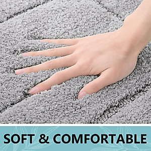 Buganda Bathroom Rugs, 24" x 16", Soft and Absorbent Microfiber Bath Rugs, Non-Slip Shaggy Bath Carpet, Machine Wash Dry Bath Mats for Bathroom Floor, Tub and Shower, Grey