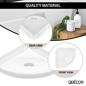 Questech Decor Shower Soap Dish, Lugged for New Construction, Corner Shower Shelf for Tiled Shower Walls, 5 Inch Metro Lugged Shower Corner Shelf, Bright White Matte