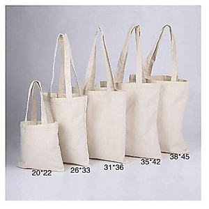 M-Aimee Canvas Craft Tote Bags - 10 Pack 13"x10" Fabric Blank Tote Bags, Natural Cotton for DIY Crafts, Gift Bag and Wedding, Birthday, Shopping, or Reusable Grocery Bag