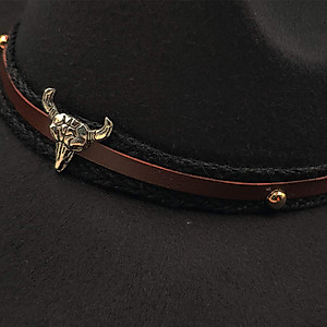 IFSUN Men & Women's Fur Felt Cowboy Hat Wide Brim Western Outback Black