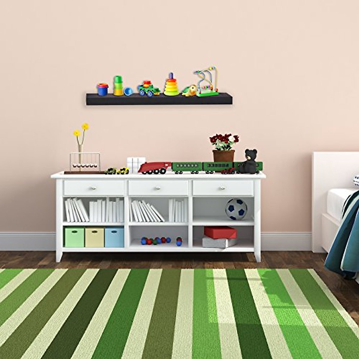 InPlace Shelving, Black 0191402 36 in W x 10 in D x 2 in H Floating Wall Shelf with Invisible Brackets