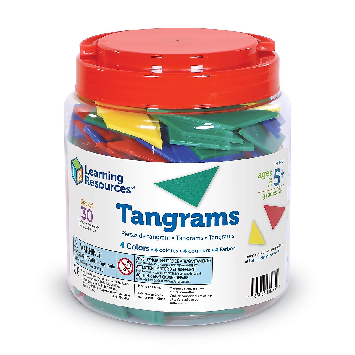 Learning Resources Classpack Tangrams, Math Manipulative, Geometric Shapes, Puzzle, 4 Colors, Ages 5+