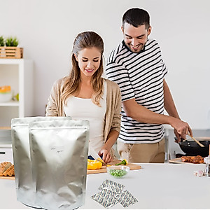 15Pk 4 Gallon Mylar Bags for Food Storage and 20 x 1500cc Oxygen Absorbers, 10 Mil Packaging Bags for Food Storage, Zipper Resealable Pouches Heat Sealable Stand Up Bags