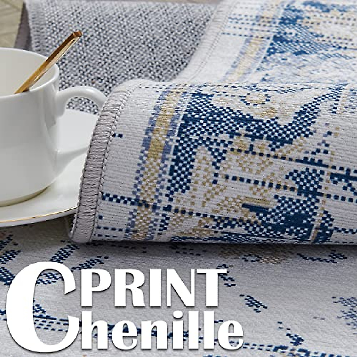 JINCHAN Area Rug 3x5 Persian Washable Rug Indoor Entryway Rug Navy Blue Floral Print Rug Boho Farmhouse Foldable Thin Rug Kitchen Floor Cover Non Slip Soft Bath Mat for Bedroom Living Room Dining Room