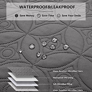 Tuffeel Waterproof Dog Blanket, 82x82 inches Pet Couch Covers for Sofa, Bed Furniture Protector from Dogs Washable and Reversible-Lightgrey+Darkgrey