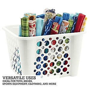 Organize Your Home Medium Stackable White Storage Containers with Open Tops, 3 Pack, Great Organizing Bins for Pantry, Closet, Bedroom, and all Storage, 13.2” x 12” x 8.5”