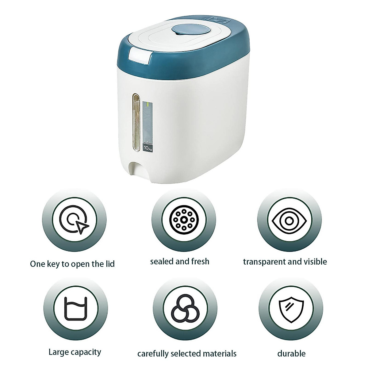 Household Thickened Rice Storage Container, Large Capacity Rice Storage Container, Rice Container, Rice Dispenser 25 pounds, Dry Food Storage containers, Suitable for Whole Grains, pet Food