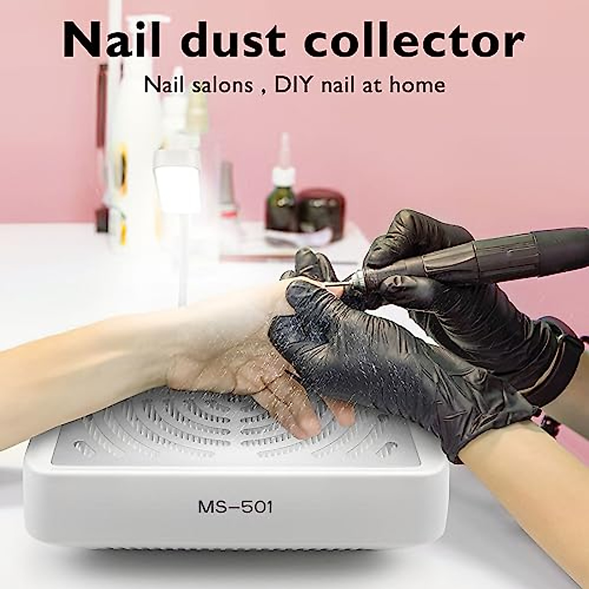 Nail Dust Collector 40W Adjustable Dust Collector for Nails Professional Nail Fan Dust Collector for Nail Vacuum Dust Collector Nail Dust Extractor with Light (White)