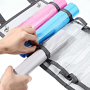 Vinyl Storage Organizer,Vinyl Roll Holder Wall Mount with Door Hooks,Hanging Organizer Storage with 48 Roll Compartments for Craft Room,Door,Closet (52 Grey)