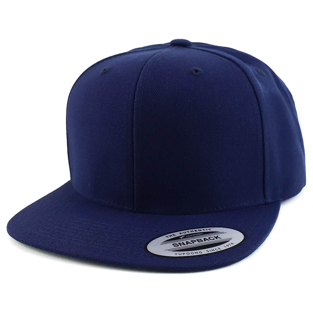 Trendy Apparel Shop Flexfit Oversize XXL Structured Blank Flatbill Snapback Cap - Navy - 2XL